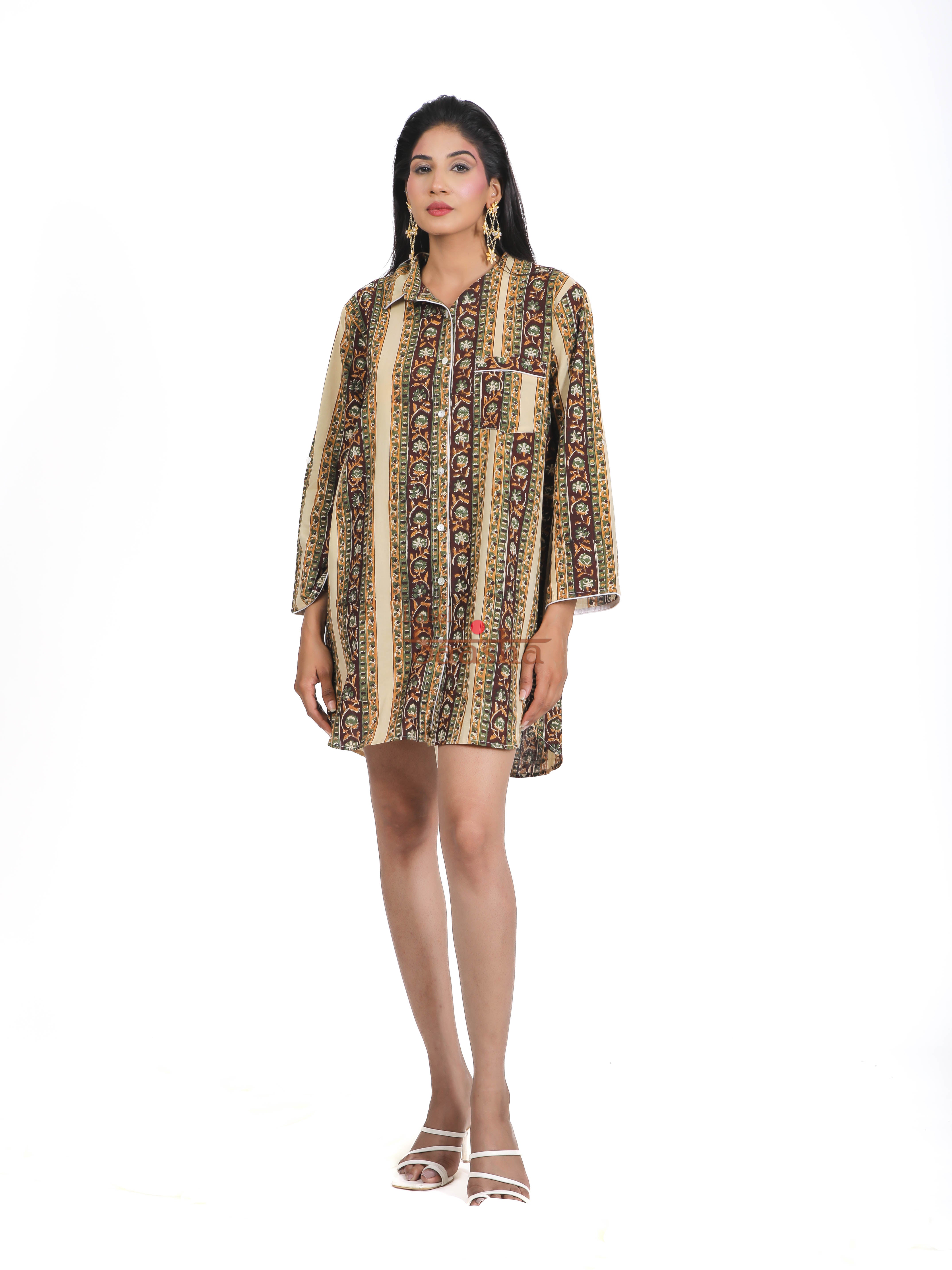 Earthy Husband Shirt Dress - Label Saasha